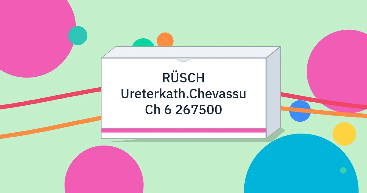Symbolbild: Packung mit der Aufschrift RÜSCH Ureterkath.Chevassu Ch 6 267500 (PZN 07398744) – Verfügbarkeit und Bezug in Apotheken in Frankfurt am Main