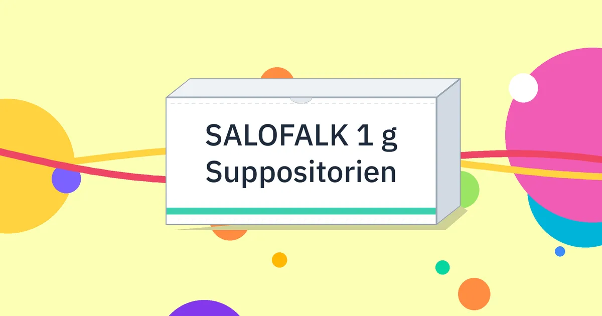 Symbolbild: Packung mit der Aufschrift SALOFALK 1 g Suppositorien (PZN 00867383) – Verfügbarkeit und Bezug in Apotheken in Frankfurt am Main