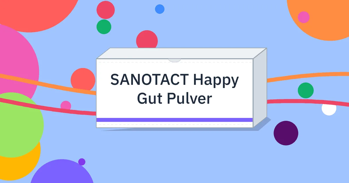 Symbolbild: Packung mit der Aufschrift SANOTACT Happy Gut Pulver (PZN 20688613) – Verfügbarkeit und Bezug in Apotheken in Frankfurt am Main