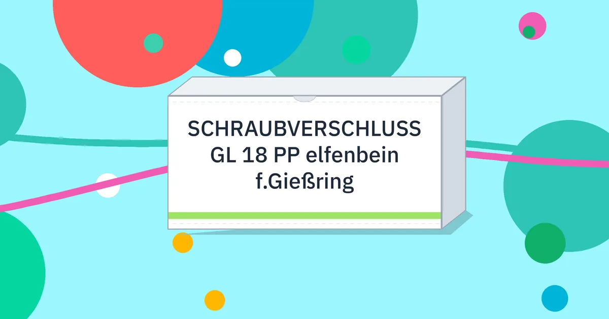 Symbolbild: Packung mit der Aufschrift SCHRAUBVERSCHLUSS GL 18 PP elfenbein f.Gießring (PZN 18015083) – Verfügbarkeit und Bezug in Apotheken in Frankfurt am Main