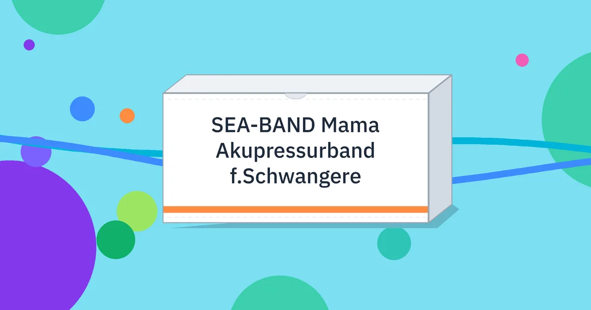 Symbolbild: Packung mit der Aufschrift SEA-BAND Mama Akupressurband f.Schwangere (PZN 00723164) – Verfügbarkeit und Bezug in Apotheken in Frankfurt am Main