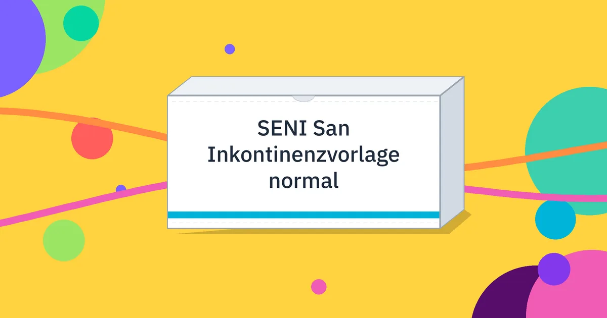 Symbolbild: Packung mit der Aufschrift SENI San Inkontinenzvorlage normal (PZN 18329580) – Verfügbarkeit und Bezug in Apotheken in Frankfurt am Main