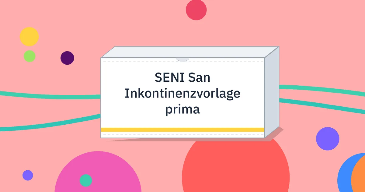 Symbolbild: Packung mit der Aufschrift SENI San Inkontinenzvorlage prima (PZN 20322697) – Verfügbarkeit und Bezug in Apotheken in Frankfurt am Main