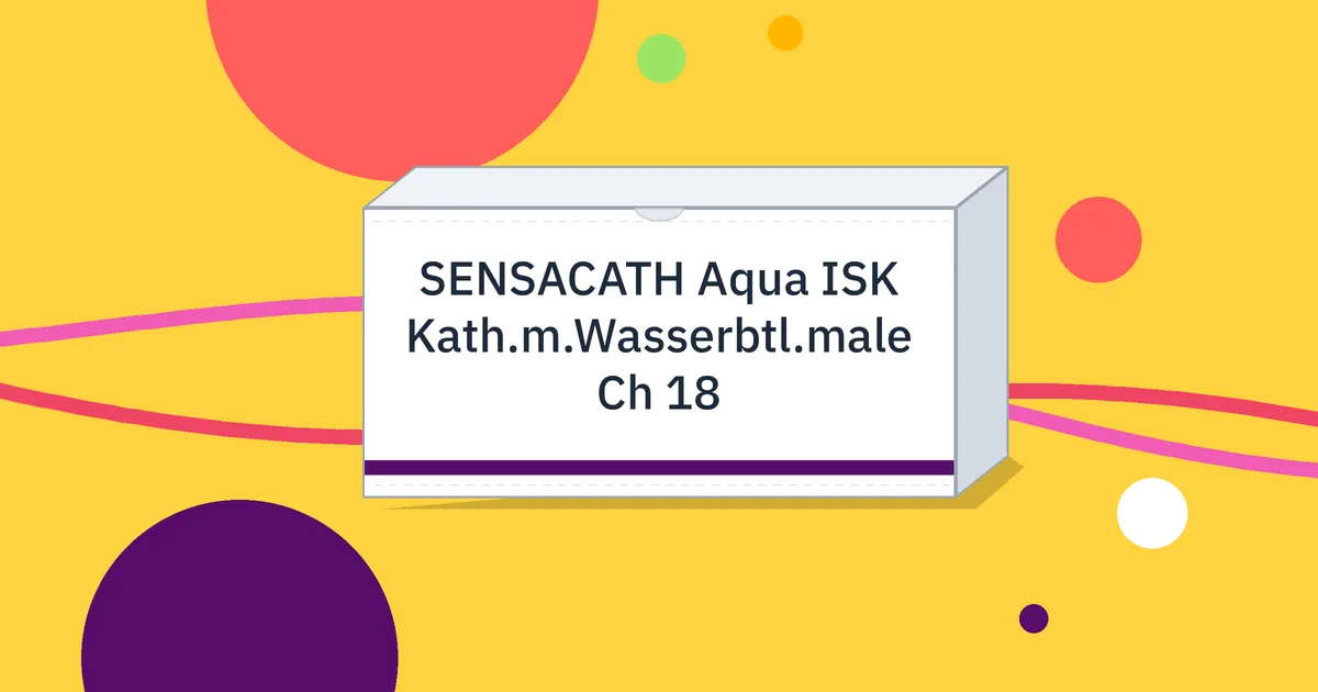 Symbolbild: Packung mit der Aufschrift SENSACATH Aqua ISK Kath.m.Wasserbtl.male Ch 18 (PZN 19856146) – Verfügbarkeit und Bezug in Apotheken in Frankfurt am Main