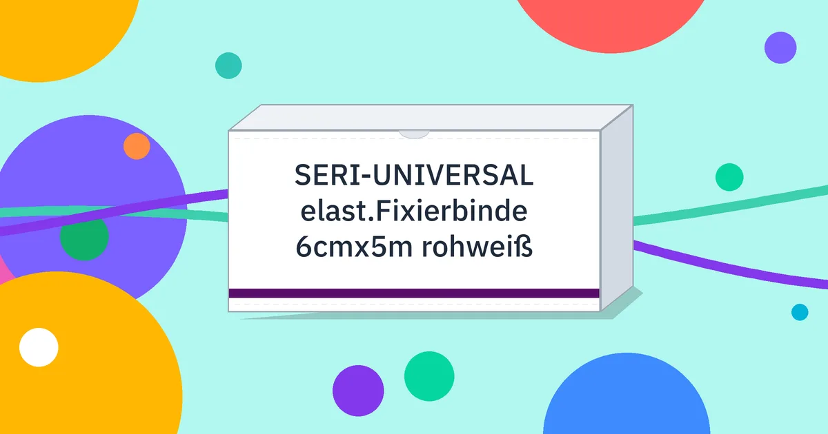 Symbolbild: Packung mit der Aufschrift SERI-UNIVERSAL elast.Fixierbinde 6cmx5m rohweiß (PZN 19837404) – Verfügbarkeit und Bezug in Apotheken in Frankfurt am Main