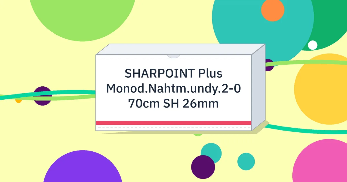 Symbolbild: Packung mit der Aufschrift SHARPOINT Plus Monod.Nahtm.undy.2-0 70cm SH 26mm (PZN 17986867) – Verfügbarkeit und Bezug in Apotheken in Frankfurt am Main