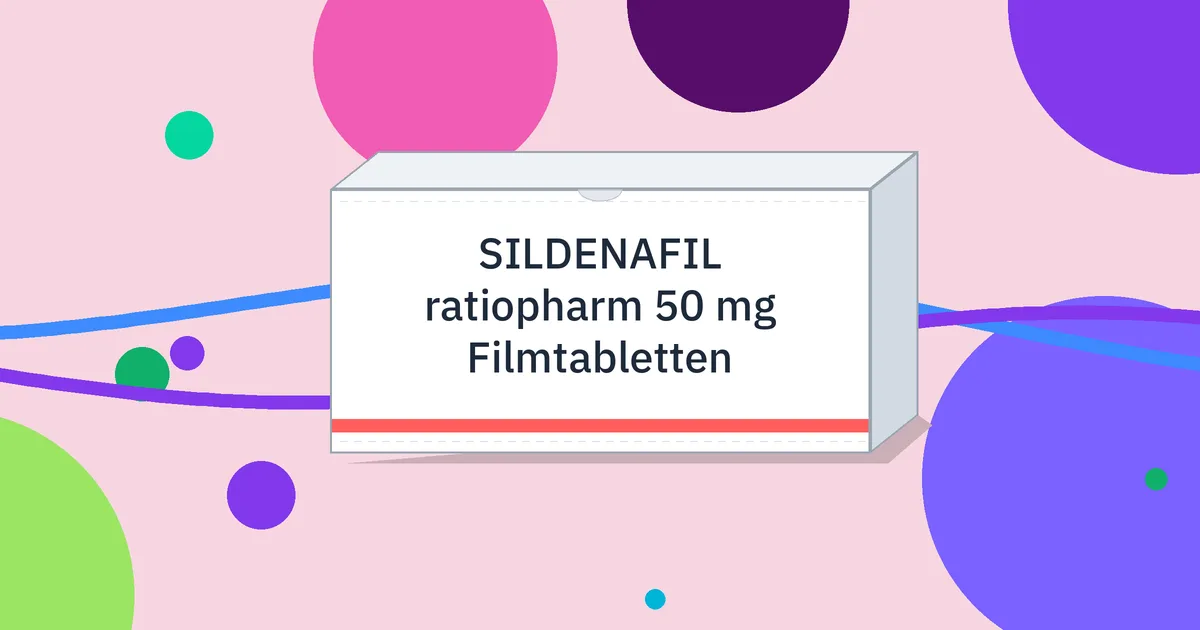 Symbolbild: Packung mit der Aufschrift SILDENAFIL ratiopharm 50 mg Filmtabletten (PZN 00142496) – Verfügbarkeit und Bezug in Apotheken in Frankfurt am Main