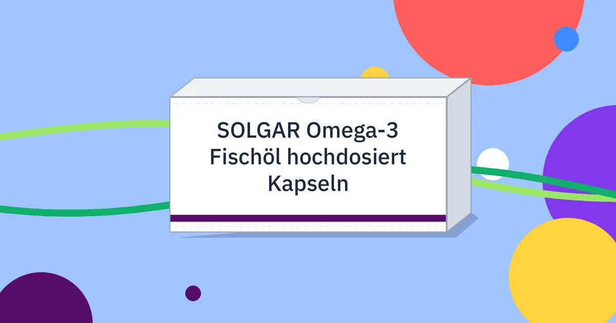 Symbolbild: Packung mit der Aufschrift SOLGAR Omega-3 Fischöl hochdosiert Kapseln (PZN 18814654) – Verfügbarkeit und Bezug in Apotheken in Frankfurt am Main