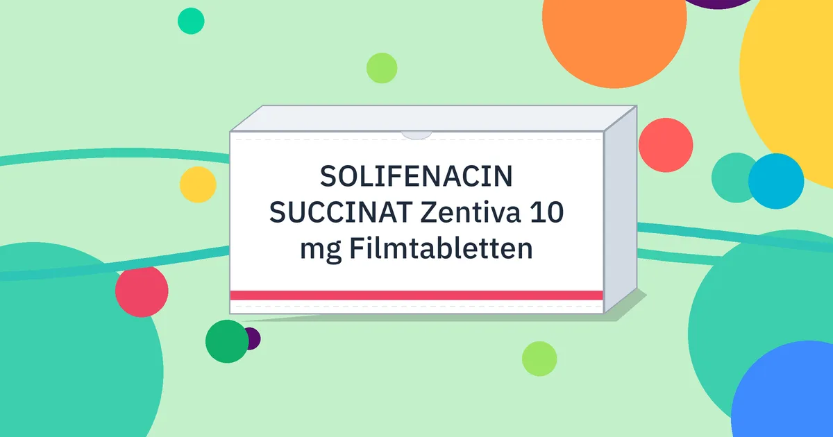 Symbolbild: Packung mit der Aufschrift SOLIFENACIN SUCCINAT Zentiva 10 mg Filmtabletten (PZN 14358372) – Verfügbarkeit und Bezug in Apotheken in Frankfurt am Main