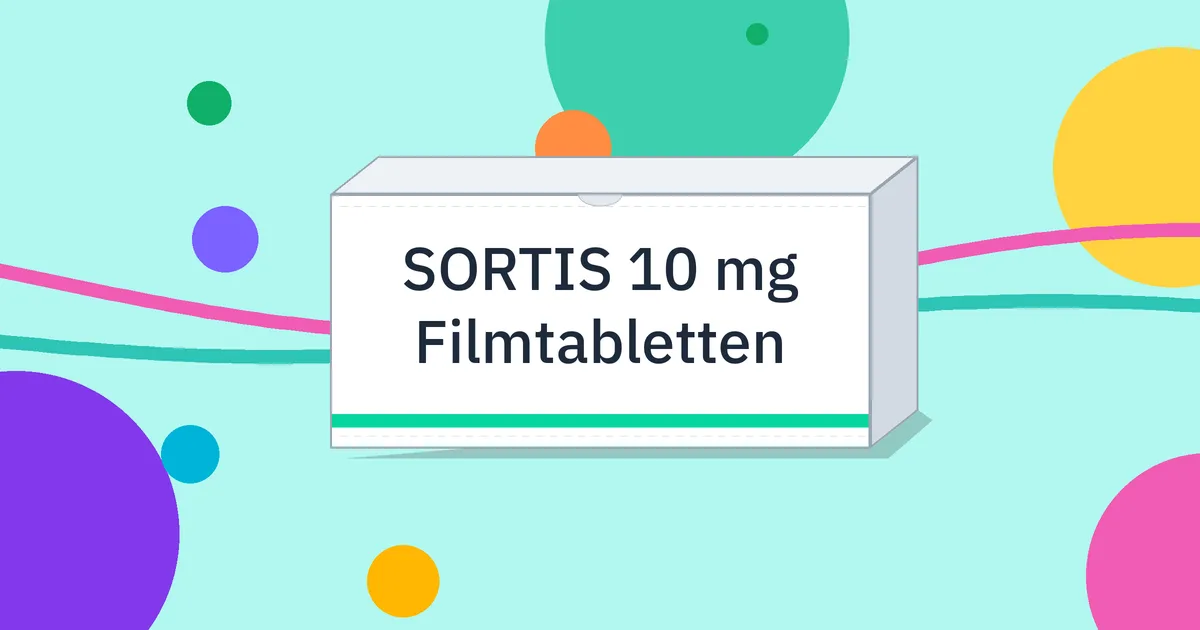 Symbolbild: Packung mit der Aufschrift SORTIS 10 mg Filmtabletten (PZN 10257042) – Verfügbarkeit und Bezug in Apotheken in Frankfurt am Main