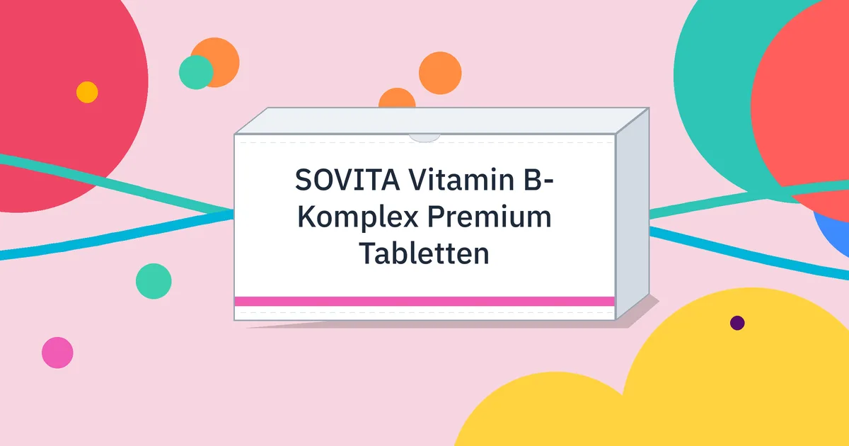 Symbolbild: Packung mit der Aufschrift SOVITA Vitamin B-Komplex Premium Tabletten (PZN 20227585) – Verfügbarkeit und Bezug in Apotheken in Frankfurt am Main