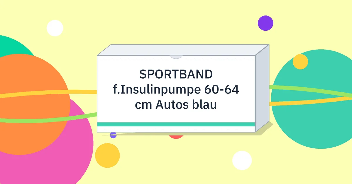 Symbolbild: Packung mit der Aufschrift SPORTBAND f.Insulinpumpe 60-64 cm Autos blau (PZN 13915936) – Verfügbarkeit und Bezug in Apotheken in Frankfurt am Main