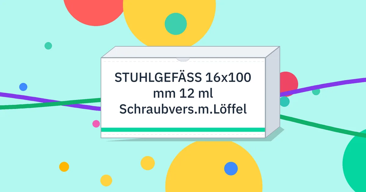 Symbolbild: Packung mit der Aufschrift STUHLGEFÄSS 16x100 mm 12 ml Schraubvers.m.Löffel (PZN 10401467) – Verfügbarkeit und Bezug in Apotheken in Frankfurt am Main