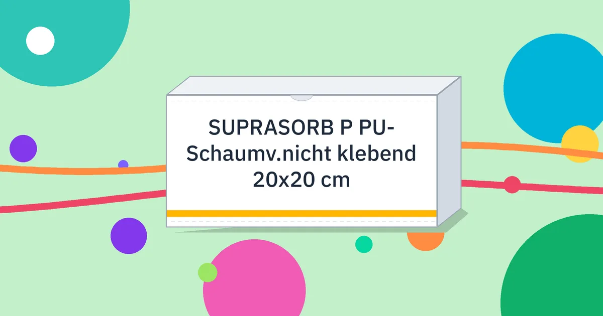 Symbolbild: Packung mit der Aufschrift SUPRASORB P PU-Schaumv.nicht klebend 20x20 cm (PZN 20548881) – Verfügbarkeit und Bezug in Apotheken in Frankfurt am Main