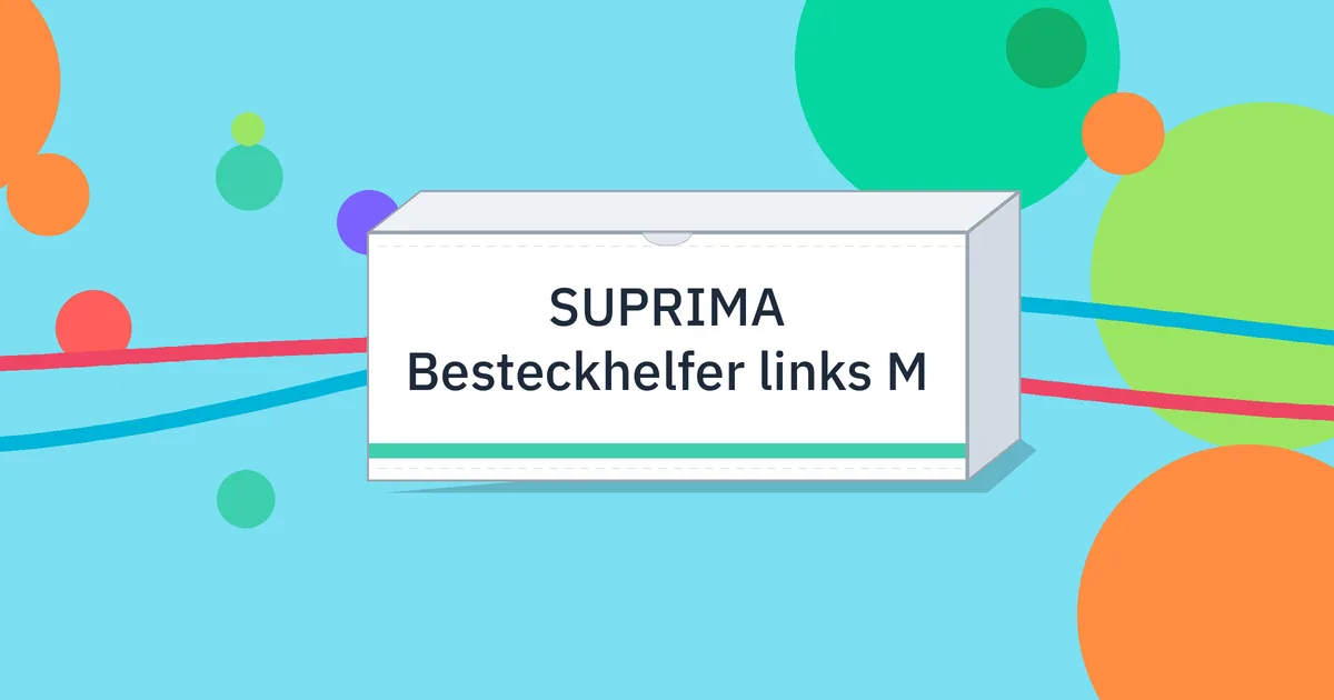 Symbolbild: Packung mit der Aufschrift SUPRIMA Besteckhelfer links M (PZN 20274188) – Verfügbarkeit und Bezug in Apotheken in Frankfurt am Main