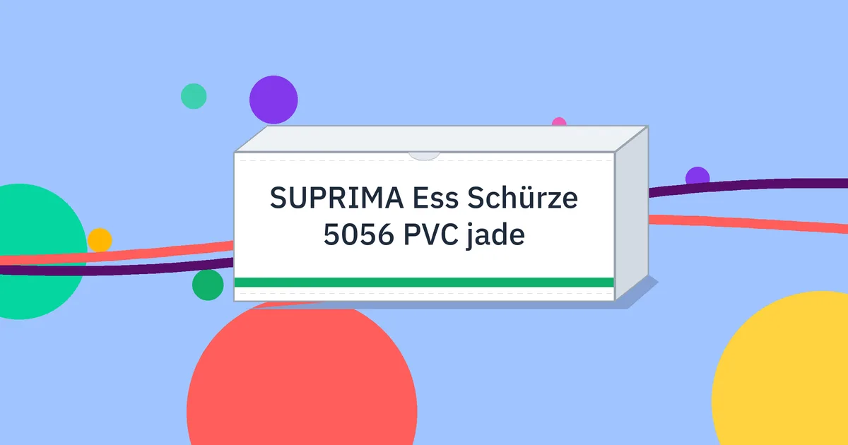 Symbolbild: Packung mit der Aufschrift SUPRIMA Ess Schürze 5056 PVC jade (PZN 05976906) – Verfügbarkeit und Bezug in Apotheken in Frankfurt am Main