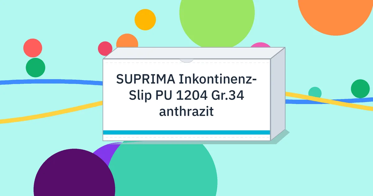 Symbolbild: Packung mit der Aufschrift SUPRIMA Inkontinenz-Slip PU 1204 Gr.34 anthrazit (PZN 10637342) – Verfügbarkeit und Bezug in Apotheken in Frankfurt am Main