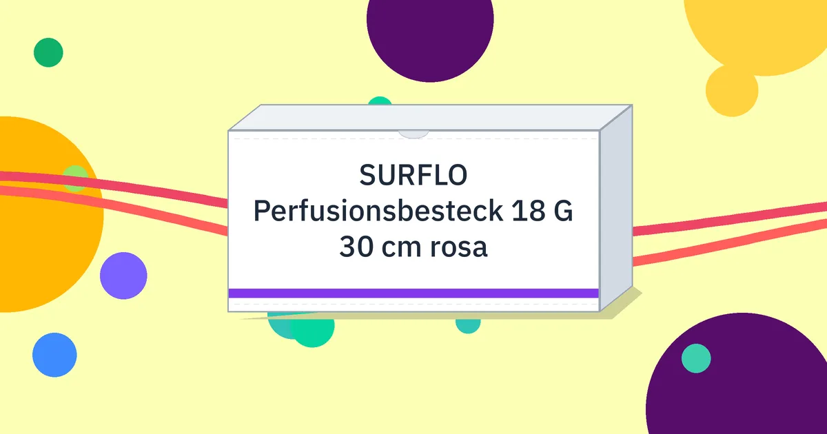 Symbolbild: Packung mit der Aufschrift SURFLO Perfusionsbesteck 18 G 30 cm rosa (PZN 07115841) – Verfügbarkeit und Bezug in Apotheken in Frankfurt am Main
