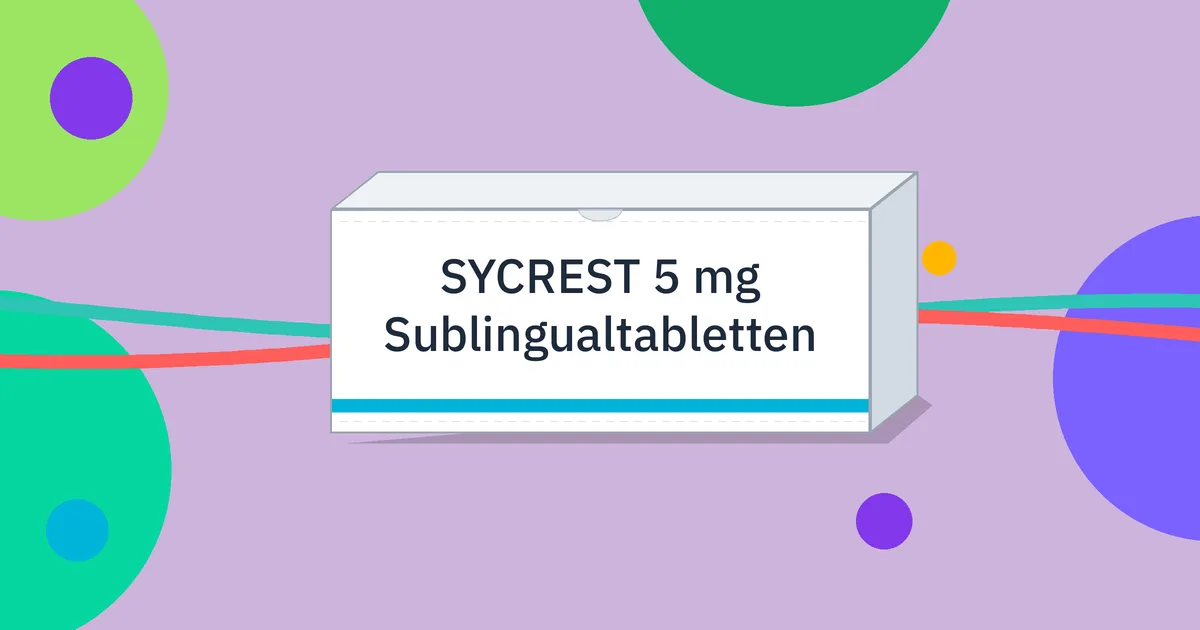 Symbolbild: Packung mit der Aufschrift SYCREST 5 mg Sublingualtabletten (PZN 09750406) – Verfügbarkeit und Bezug in Apotheken in Frankfurt am Main