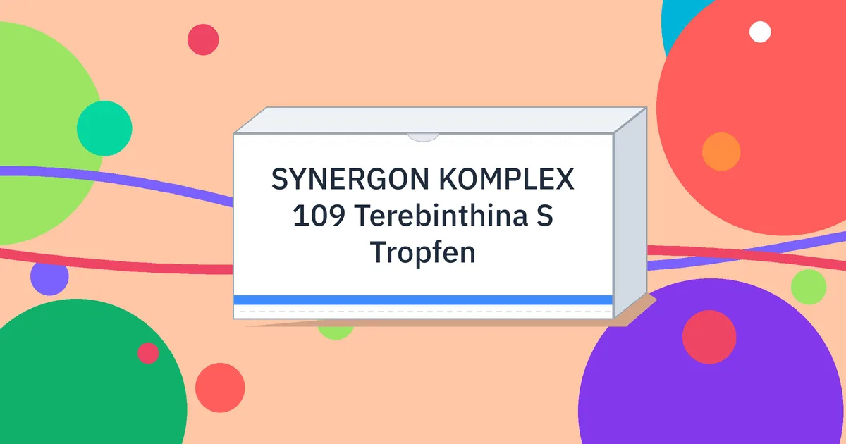 Symbolbild: Packung mit der Aufschrift SYNERGON KOMPLEX 109 Terebinthina S Tropfen (PZN 20082402) – Verfügbarkeit und Bezug in Apotheken in Frankfurt am Main