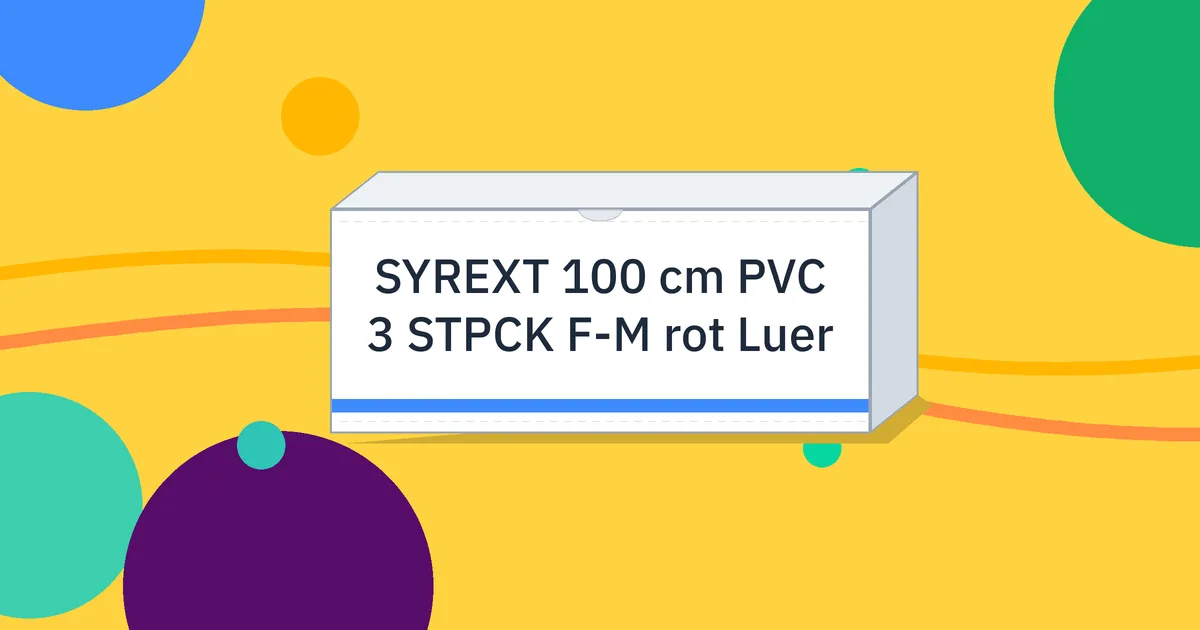 Symbolbild: Packung mit der Aufschrift SYREXT 100 cm PVC 3 STPCK F-M rot Luer (PZN 17898459) – Verfügbarkeit und Bezug in Apotheken in Frankfurt am Main