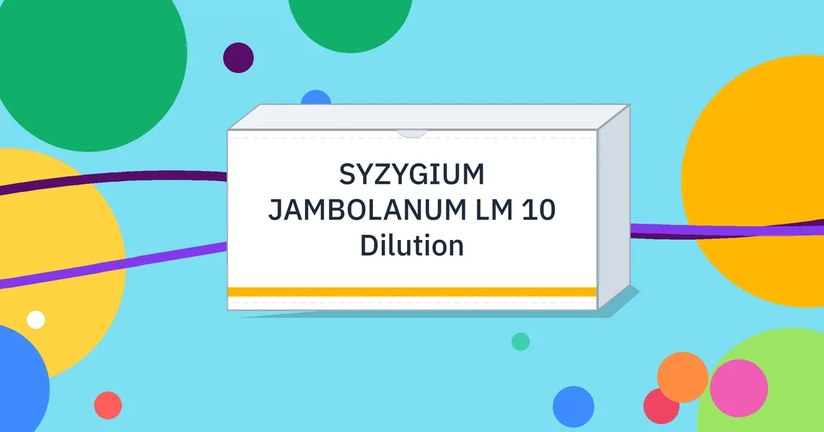 Symbolbild: Packung mit der Aufschrift SYZYGIUM JAMBOLANUM LM 10 Dilution (PZN 13212152) – Verfügbarkeit und Bezug in Apotheken in Frankfurt am Main