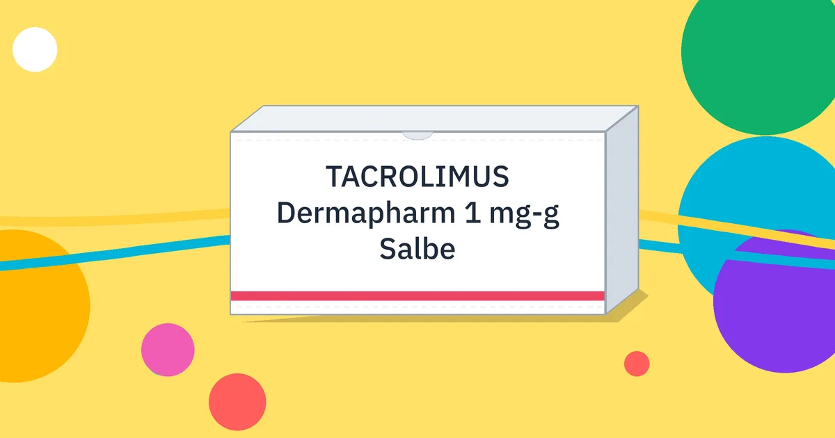 Symbolbild: Packung mit der Aufschrift TACROLIMUS Dermapharm 1 mg-g Salbe (PZN 14216057) – Verfügbarkeit und Bezug in Apotheken in Frankfurt am Main