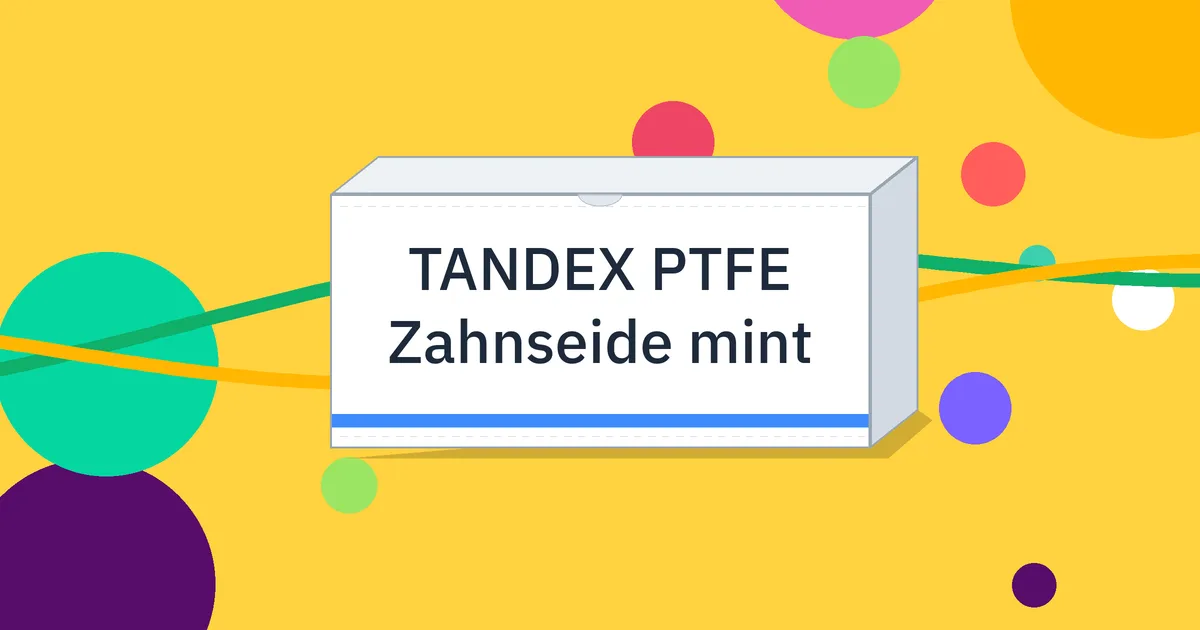 Symbolbild: Packung mit der Aufschrift TANDEX PTFE Zahnseide mint (PZN 07298221) – Verfügbarkeit und Bezug in Apotheken in Frankfurt am Main