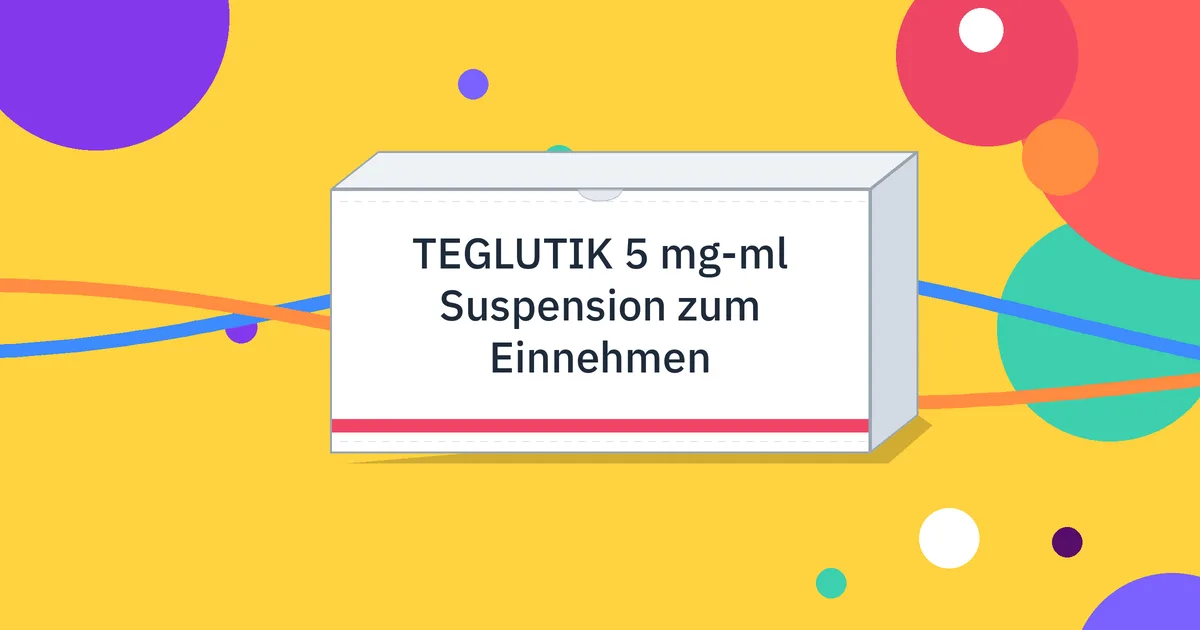 Symbolbild: Packung mit der Aufschrift TEGLUTIK 5 mg-ml Suspension zum Einnehmen (PZN 11852663) – Verfügbarkeit und Bezug in Apotheken in Frankfurt am Main
