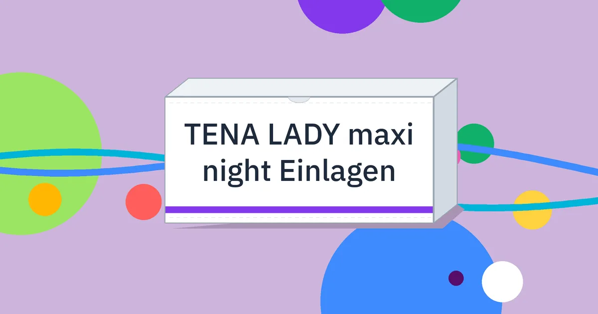 Symbolbild: Packung mit der Aufschrift TENA LADY maxi night Einlagen (PZN 06431451) – Verfügbarkeit und Bezug in Apotheken in Frankfurt am Main