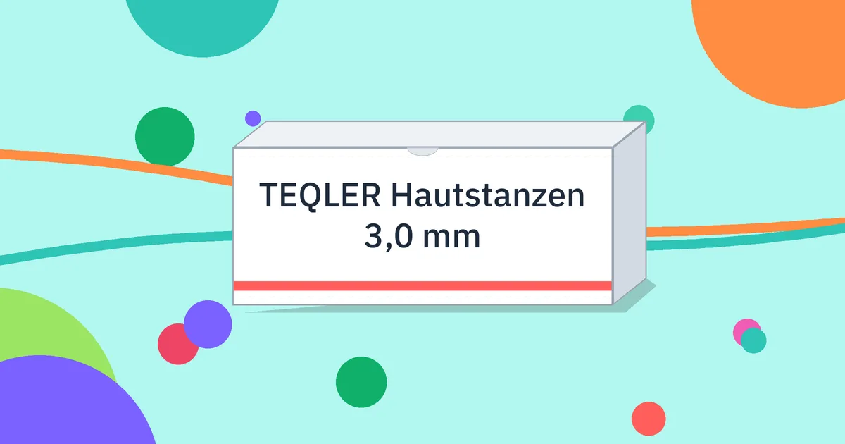 Symbolbild: Packung mit der Aufschrift TEQLER Hautstanzen 3,0 mm (PZN 19391575) – Verfügbarkeit und Bezug in Apotheken in Frankfurt am Main