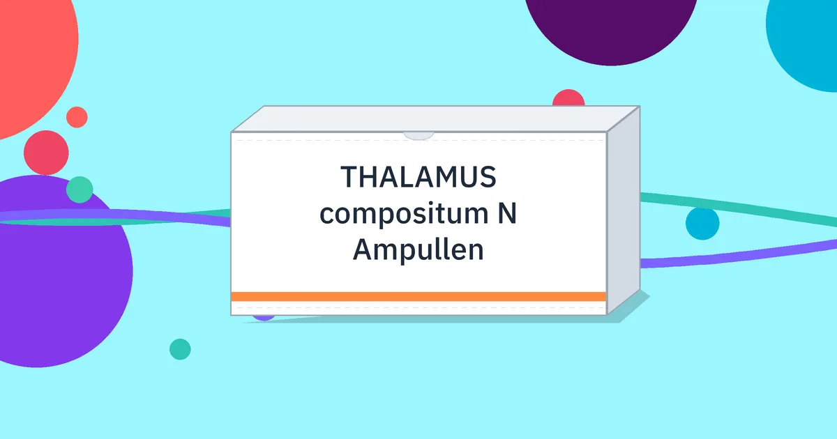 Symbolbild: Packung mit der Aufschrift THALAMUS compositum N Ampullen (PZN 01676165) – Verfügbarkeit und Bezug in Apotheken in Frankfurt am Main