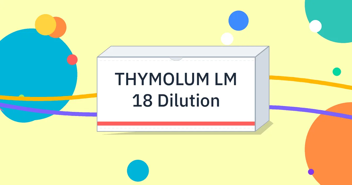 Symbolbild: Packung mit der Aufschrift THYMOLUM LM 18 Dilution (PZN 13222564) – Verfügbarkeit und Bezug in Apotheken in Frankfurt am Main