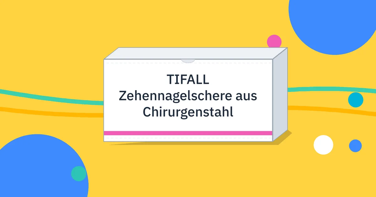 Symbolbild: Packung mit der Aufschrift TIFALL Zehennagelschere aus Chirurgenstahl (PZN 09638655) – Verfügbarkeit und Bezug in Apotheken in Frankfurt am Main
