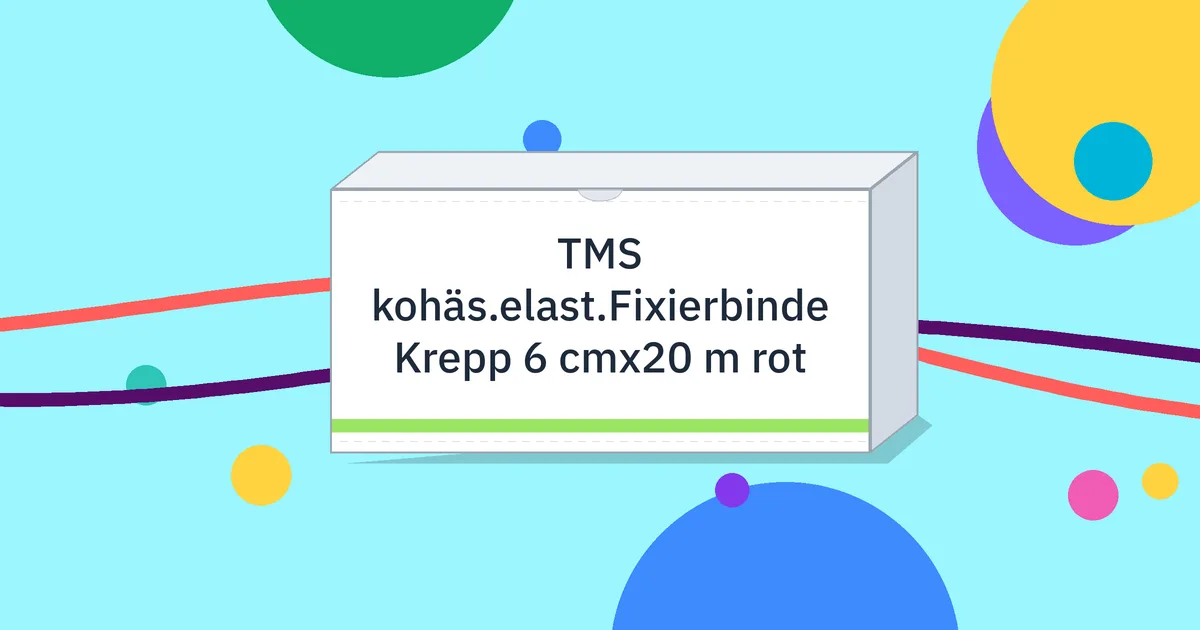 Symbolbild: Packung mit der Aufschrift TMS kohäs.elast.Fixierbinde Krepp 6 cmx20 m rot (PZN 18316465) – Verfügbarkeit und Bezug in Apotheken in Frankfurt am Main