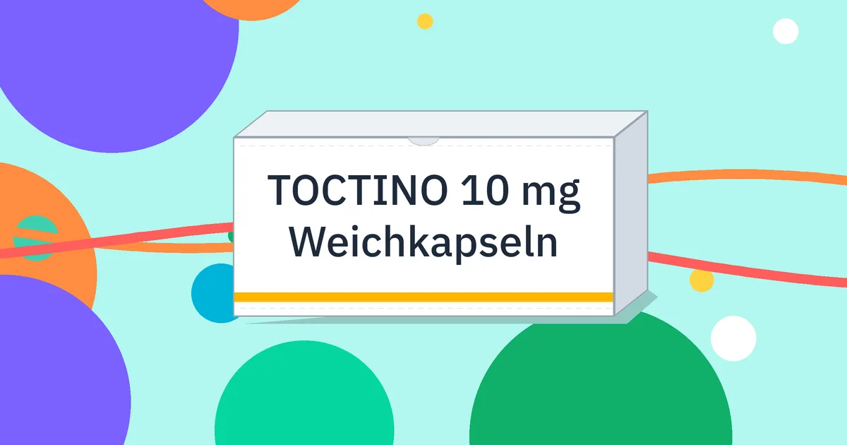 Symbolbild: Packung mit der Aufschrift TOCTINO 10 mg Weichkapseln (PZN 17185274) – Verfügbarkeit und Bezug in Apotheken in Frankfurt am Main