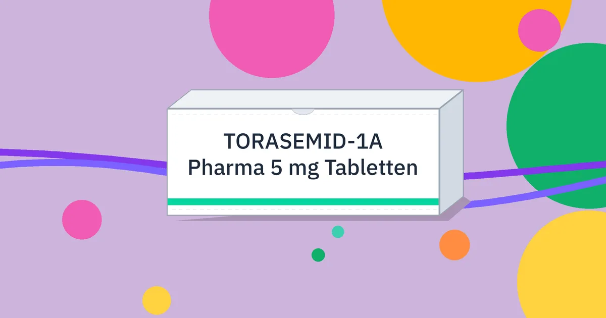 Symbolbild: Packung mit der Aufschrift TORASEMID-1A Pharma 5 mg Tabletten (PZN 00773883) – Verfügbarkeit und Bezug in Apotheken in Frankfurt am Main