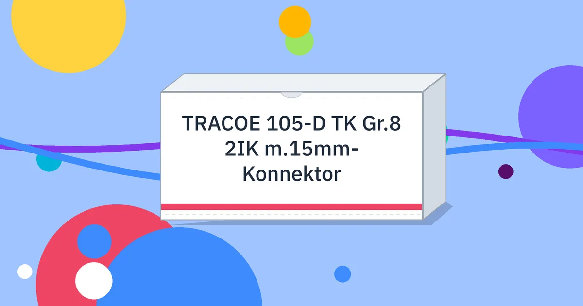 Symbolbild: Packung mit der Aufschrift TRACOE 105-D TK Gr.8 2IK m.15mm-Konnektor (PZN 02359314) – Verfügbarkeit und Bezug in Apotheken in Frankfurt am Main