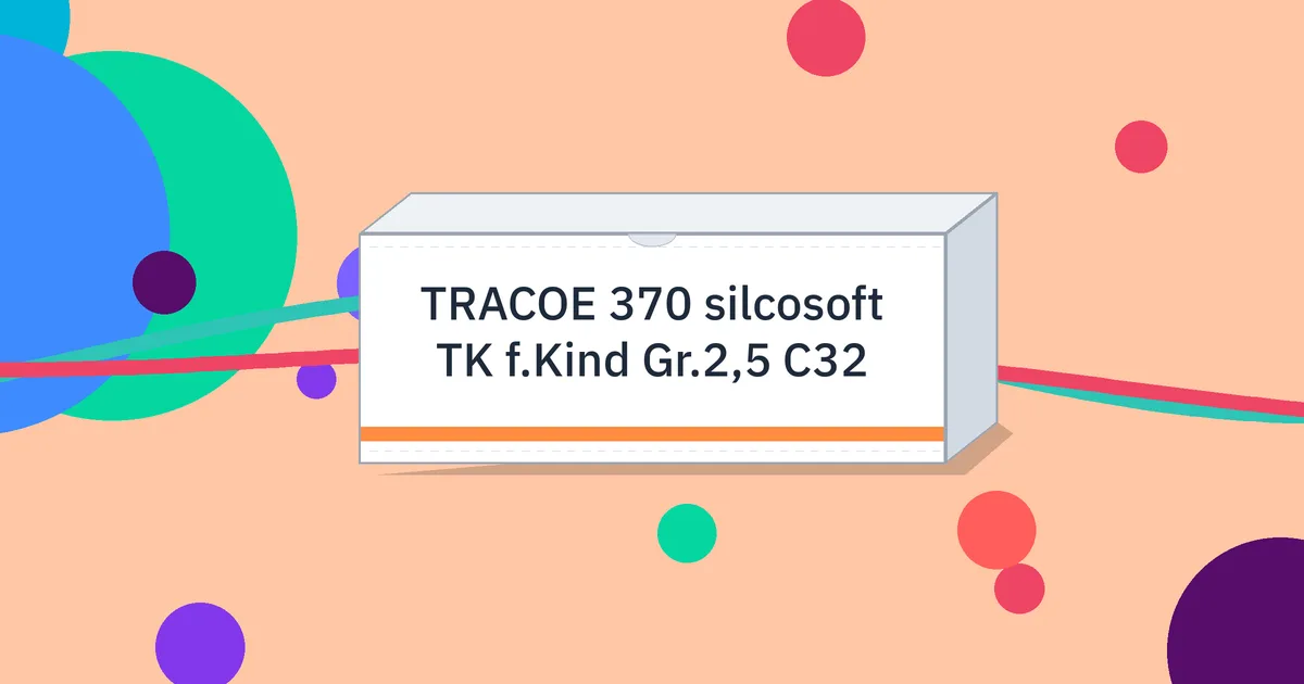 Symbolbild: Packung mit der Aufschrift TRACOE 370 silcosoft TK f.Kind Gr.2,5 C32 (PZN 14313984) – Verfügbarkeit und Bezug in Apotheken in Frankfurt am Main