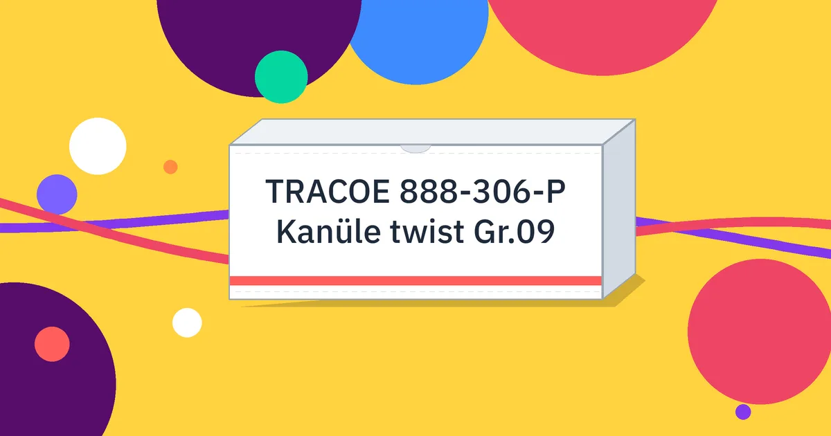 Symbolbild: Packung mit der Aufschrift TRACOE 888-306-P Kanüle twist Gr.09 (PZN 09944168) – Verfügbarkeit und Bezug in Apotheken in Frankfurt am Main