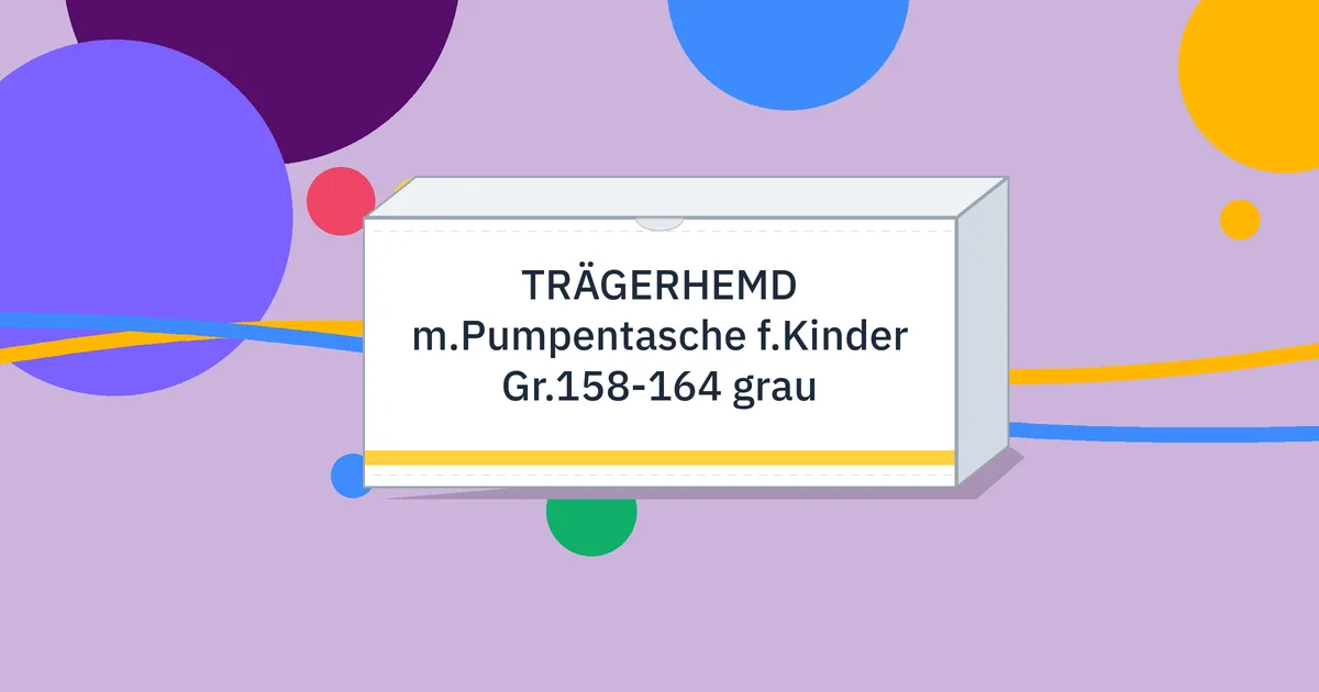 Symbolbild: Packung mit der Aufschrift TRÄGERHEMD m.Pumpentasche f.Kinder Gr.158-164 grau (PZN 11552978) – Verfügbarkeit und Bezug in Apotheken in Frankfurt am Main