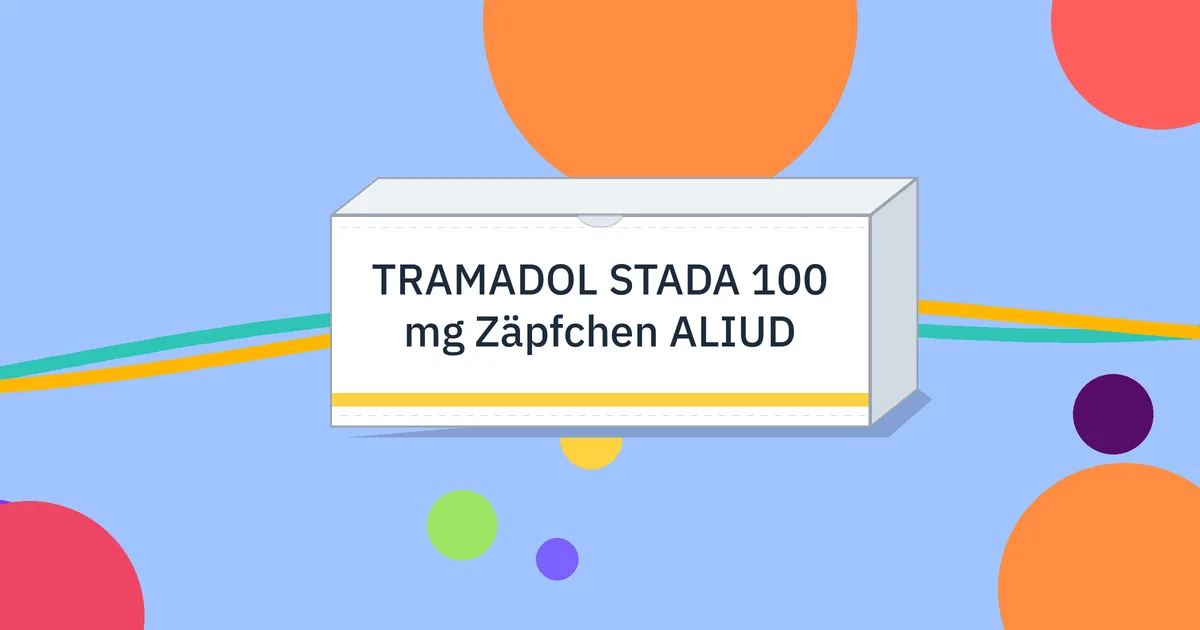 Symbolbild: Packung mit der Aufschrift TRAMADOL STADA 100 mg Zäpfchen ALIUD (PZN 11010935) – Verfügbarkeit und Bezug in Apotheken in Frankfurt am Main