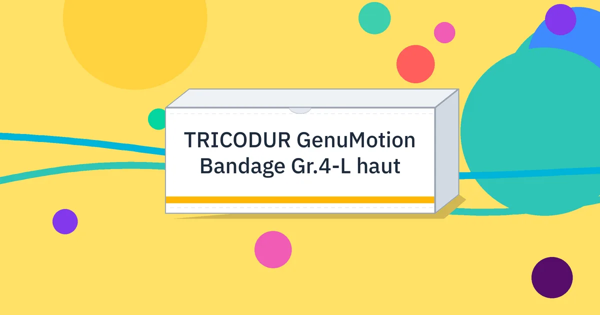 Symbolbild: Packung mit der Aufschrift TRICODUR GenuMotion Bandage Gr.4-L haut (PZN 06415305) – Verfügbarkeit und Bezug in Apotheken in Frankfurt am Main