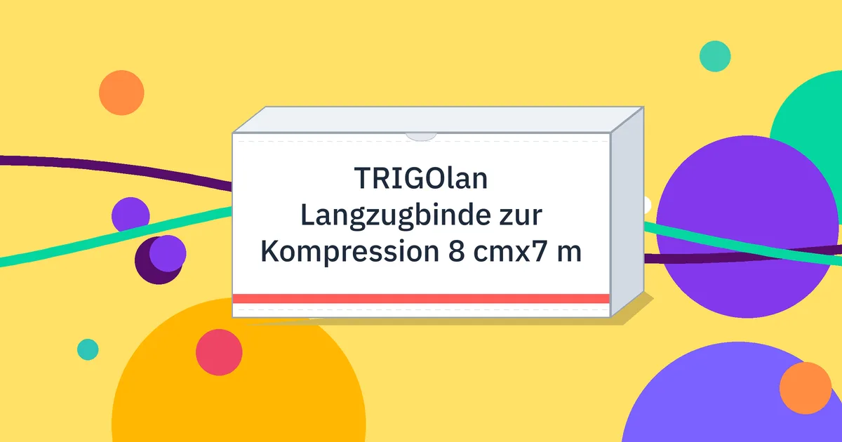 Symbolbild: Packung mit der Aufschrift TRIGOlan Langzugbinde zur Kompression 8 cmx7 m (PZN 20342501) – Verfügbarkeit und Bezug in Apotheken in Frankfurt am Main