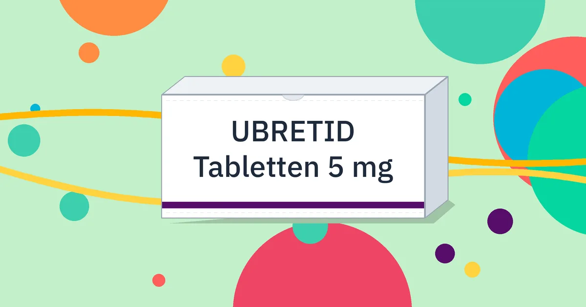 Symbolbild: Packung mit der Aufschrift UBRETID Tabletten 5 mg (PZN 03996690) – Verfügbarkeit und Bezug in Apotheken in Frankfurt am Main