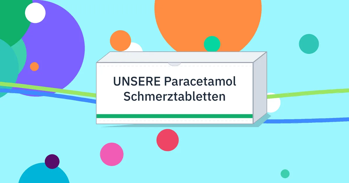Symbolbild: Packung mit der Aufschrift UNSERE Paracetamol Schmerztabletten (PZN 12900051) – Verfügbarkeit und Bezug in Apotheken in Frankfurt am Main