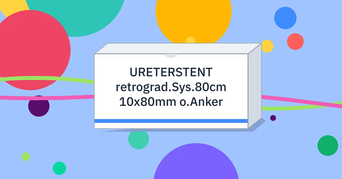 Symbolbild: Packung mit der Aufschrift URETERSTENT retrograd.Sys.80cm 10x80mm o.Anker (PZN 18490571) – Verfügbarkeit und Bezug in Apotheken in Frankfurt am Main