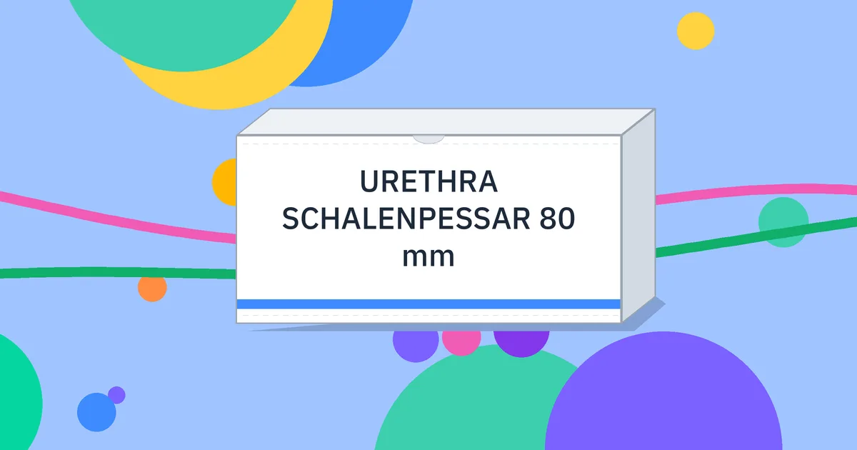 Symbolbild: Packung mit der Aufschrift URETHRA SCHALENPESSAR 80 mm (PZN 07279873) – Verfügbarkeit und Bezug in Apotheken in Frankfurt am Main