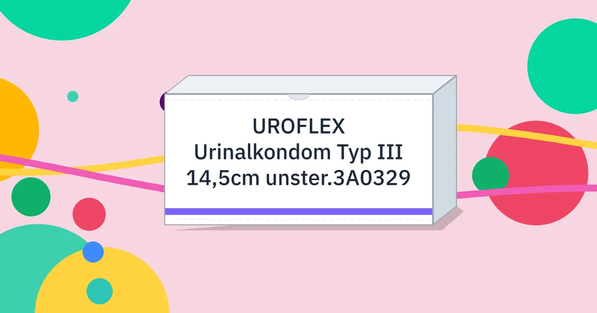 Symbolbild: Packung mit der Aufschrift UROFLEX Urinalkondom Typ III 14,5cm unster.3A0329 (PZN 17414763) – Verfügbarkeit und Bezug in Apotheken in Frankfurt am Main