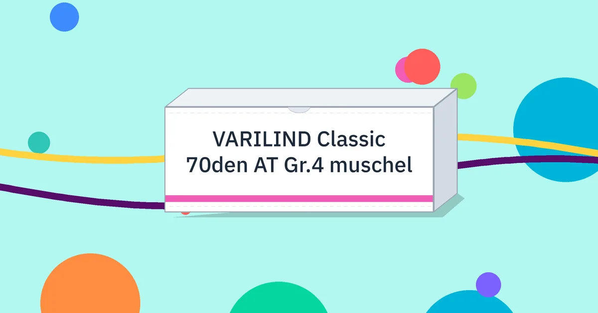 Symbolbild: Packung mit der Aufschrift VARILIND Classic 70den AT Gr.4 muschel (PZN 09522013) – Verfügbarkeit und Bezug in Apotheken in Frankfurt am Main